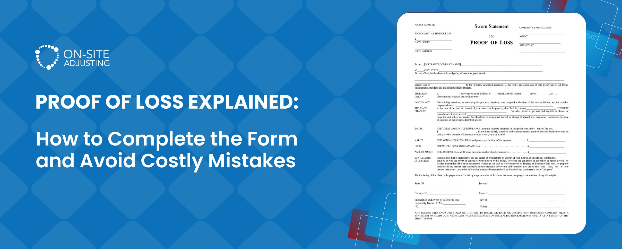 What Is a Proof of Loss and Why Is It Important? | On-Site Adjusting